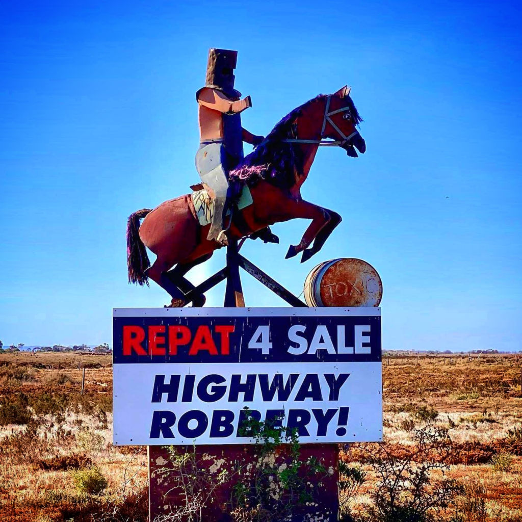 The Protest Statues, Lower Light, SA - Land of the Bigs